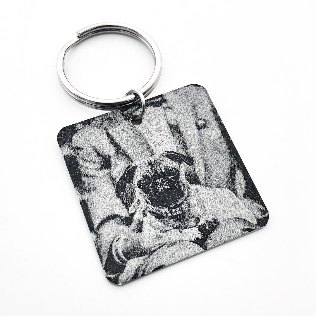 Picture Key Chain - Square, Black Metal Keychain - Personalized Front ...