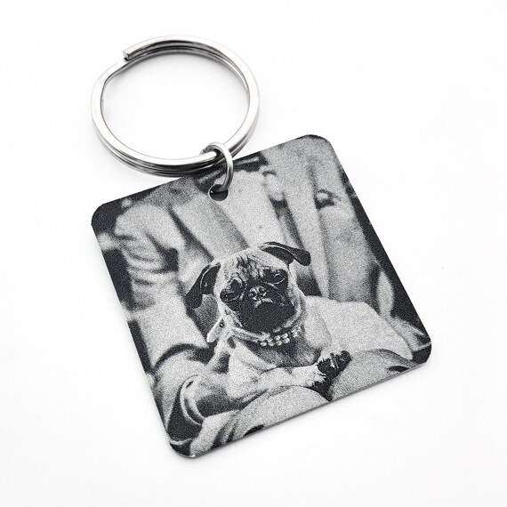 Picture Key Chain Square Black Metal Keychain - Etsy