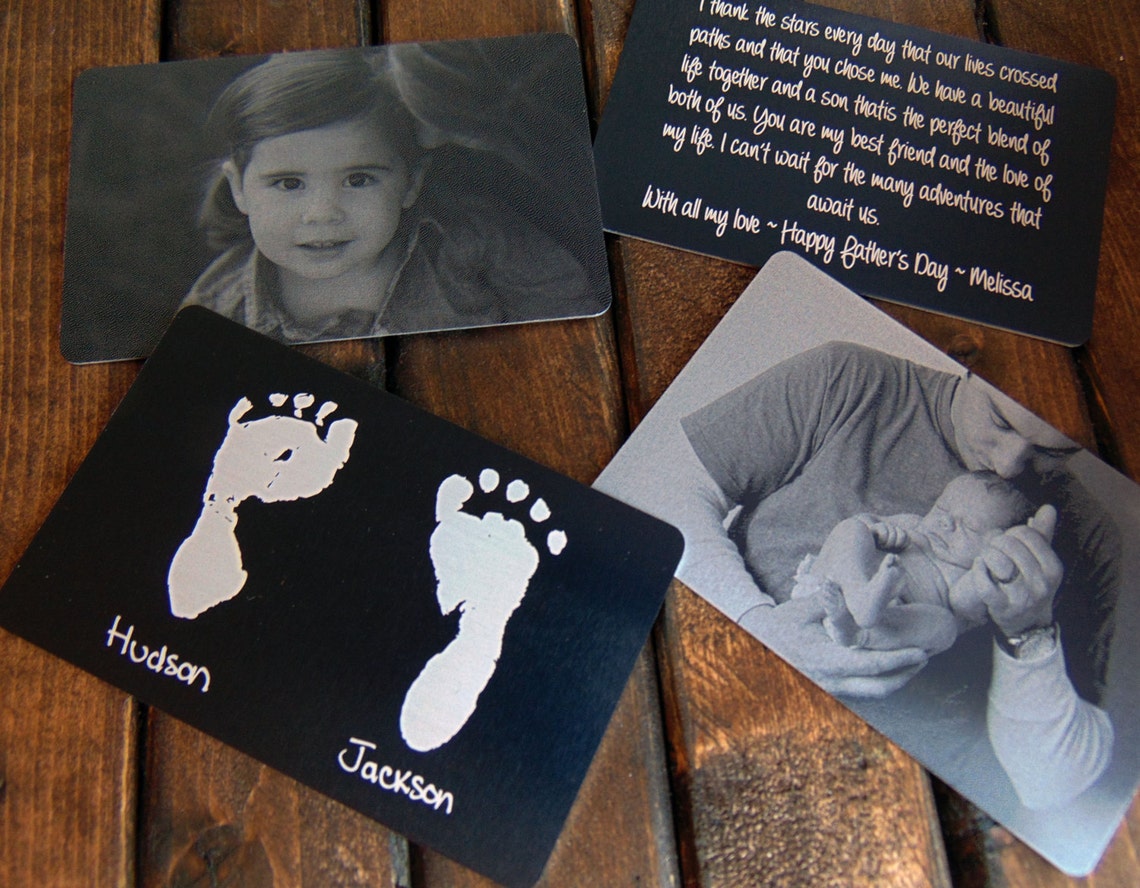 Engraved Picture Wallet Insert- Custom Front & Back Engraving Options - With Your Handwriting ...