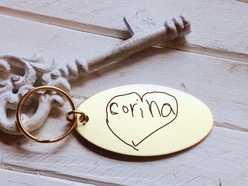 Handwritten BRASS Key Chain, Your Handwriting or Font, Personalized ...