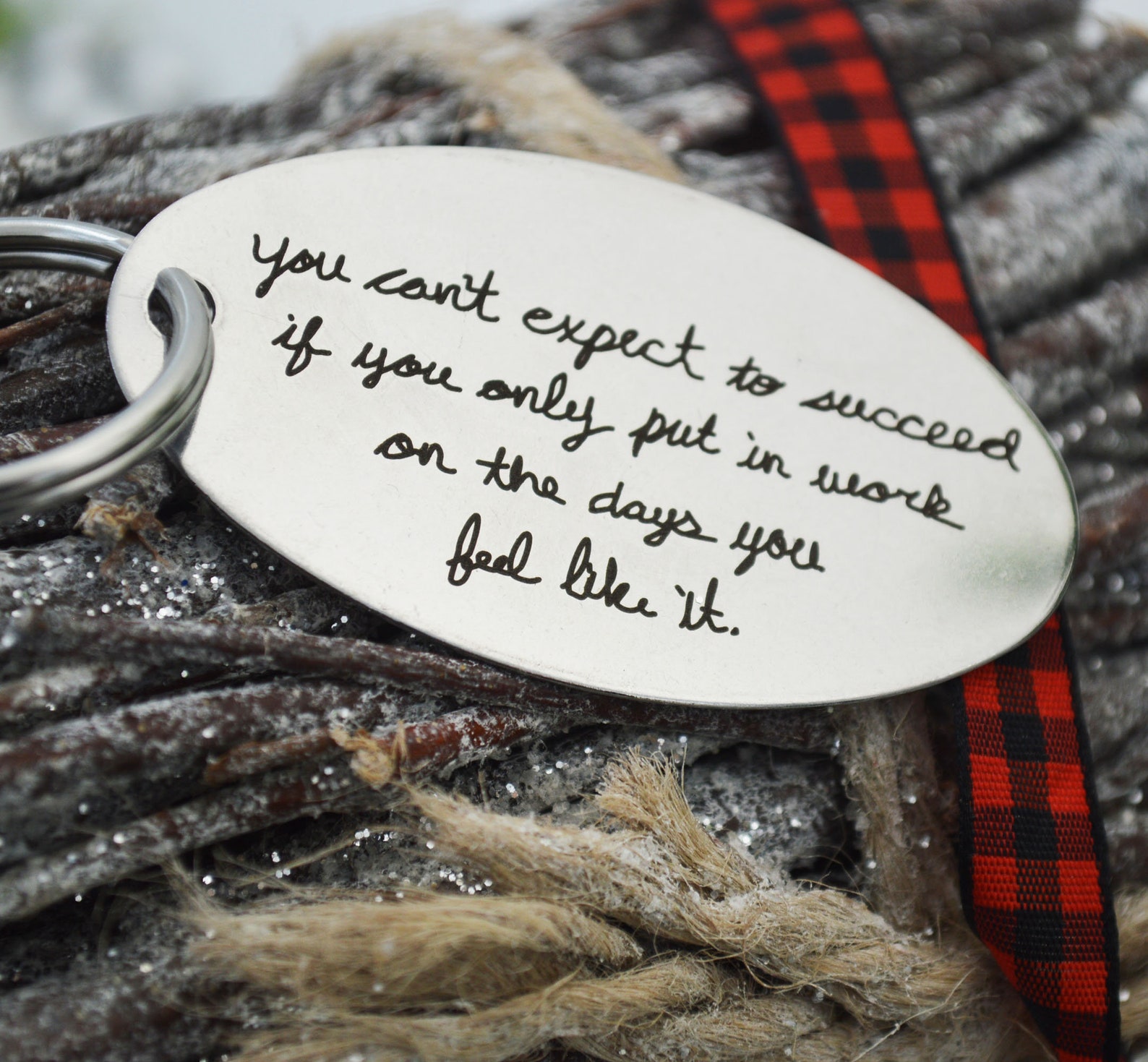Handwritten Key Chain, Motivational Reminder - Succeed!! Personalized ...