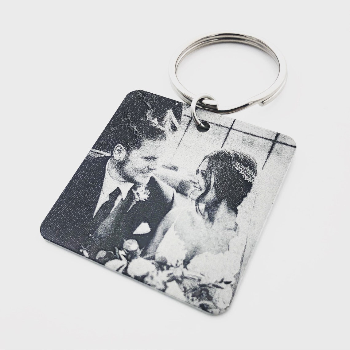 Picture Key Chain - Square, Black Metal Keychain - Personalized Front ...