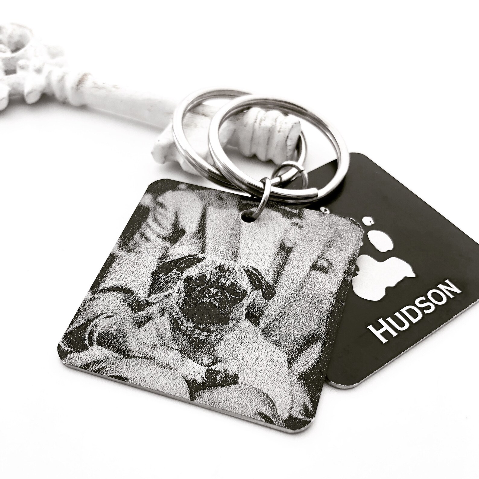 Picture Key Chain - Square, Black Metal Keychain - Personalized Front ...