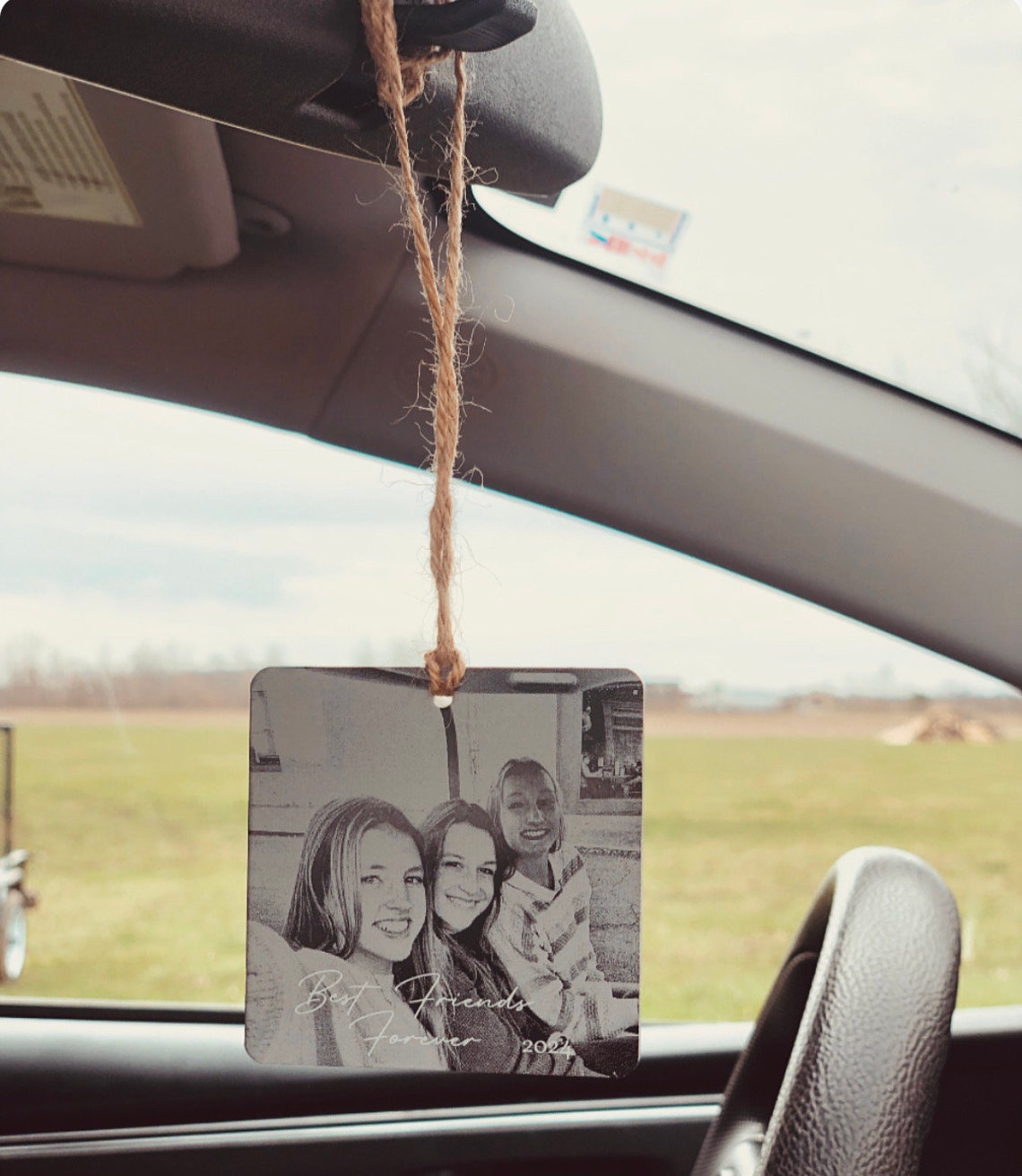 Hanging Car Charm -personalized Black & White Photo/text -car Decor ...