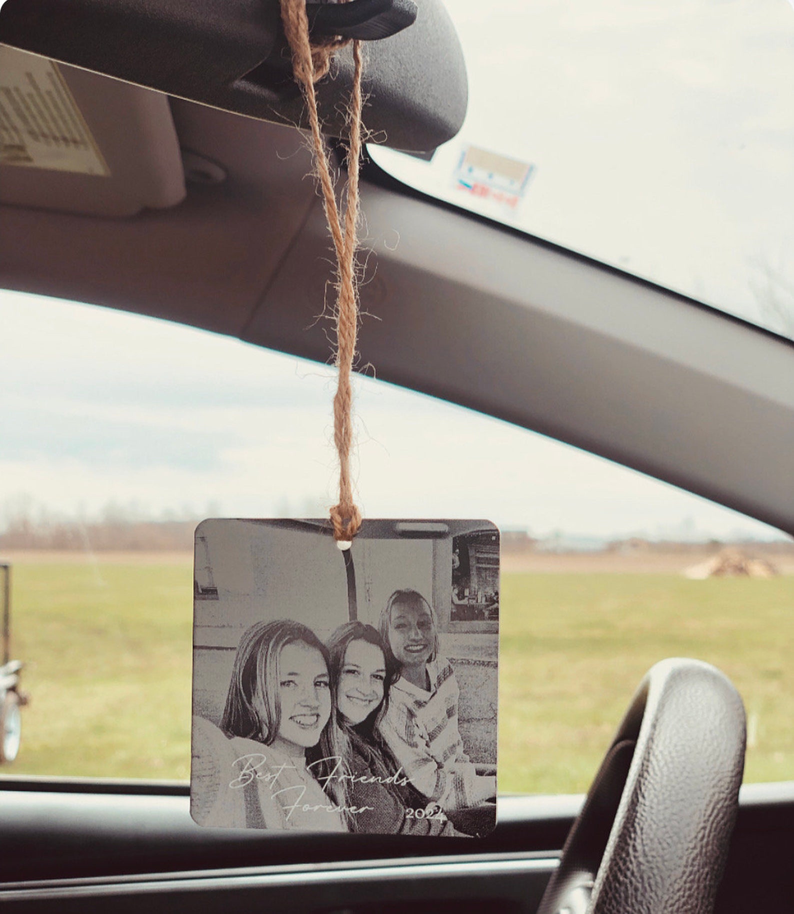 Hanging Car Charm -personalized Black & White Photo/text -car Decor ...