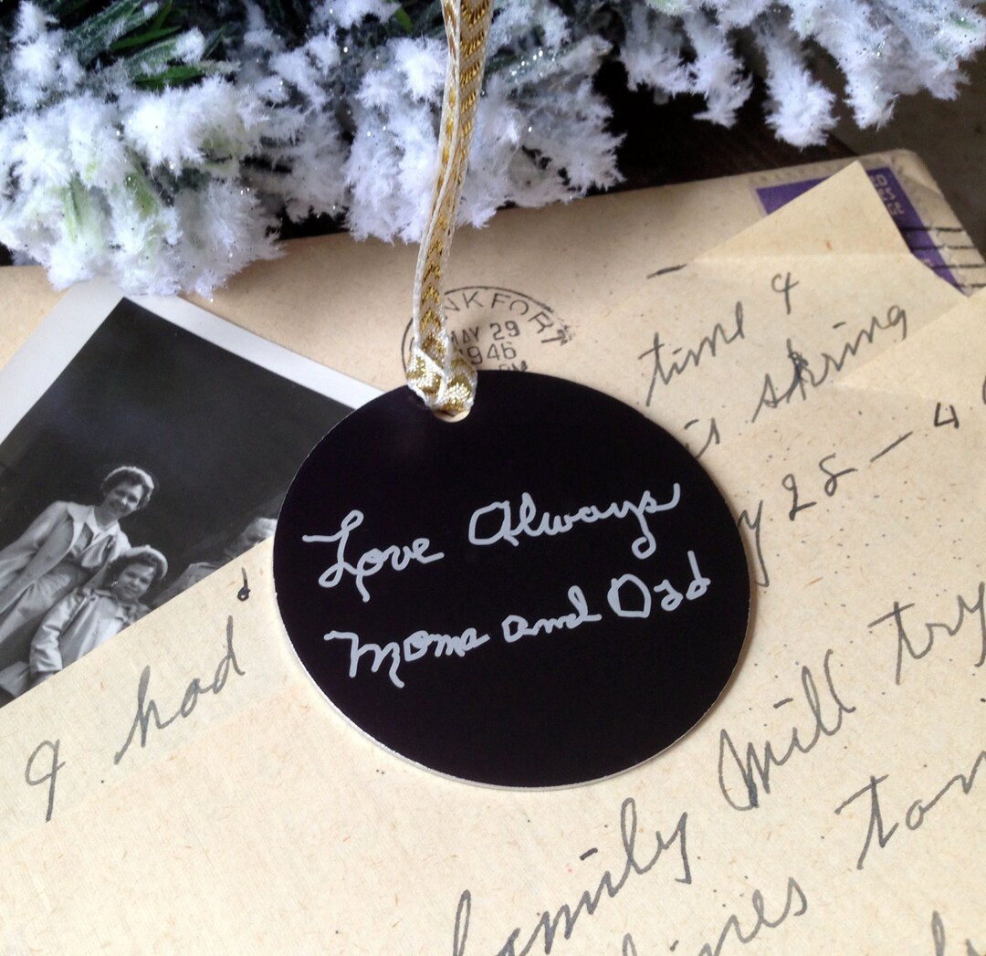 Your Loved One's Handwritten Christmas Ornament - 2" Personalized ...