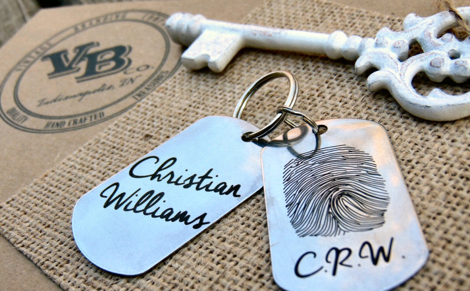 Fingerprint Signature Key Chain, Stainless Steel Dog Tag, Fingerprint ...