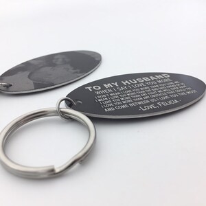 TO MY HUSBAND Photo Keychain- Custom Text Engraving Options - Black ...