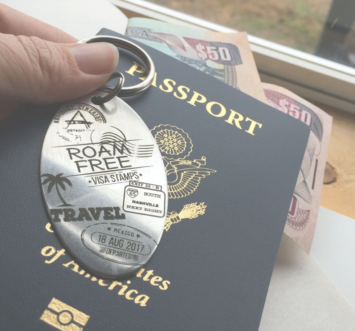 TRAVEL Passport Key Chain- Personalized Back Side Options -your ...