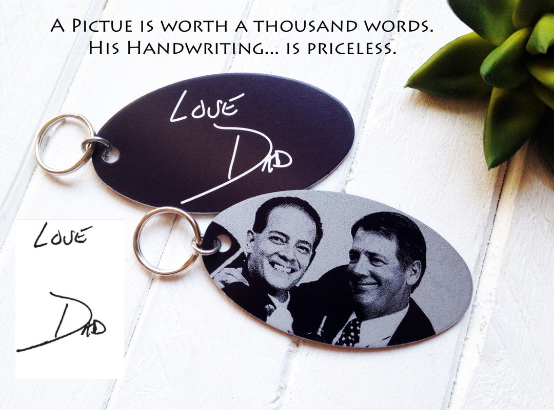 Personalized Keychain -with Your Photo - Add Your Handwritten Note or ...