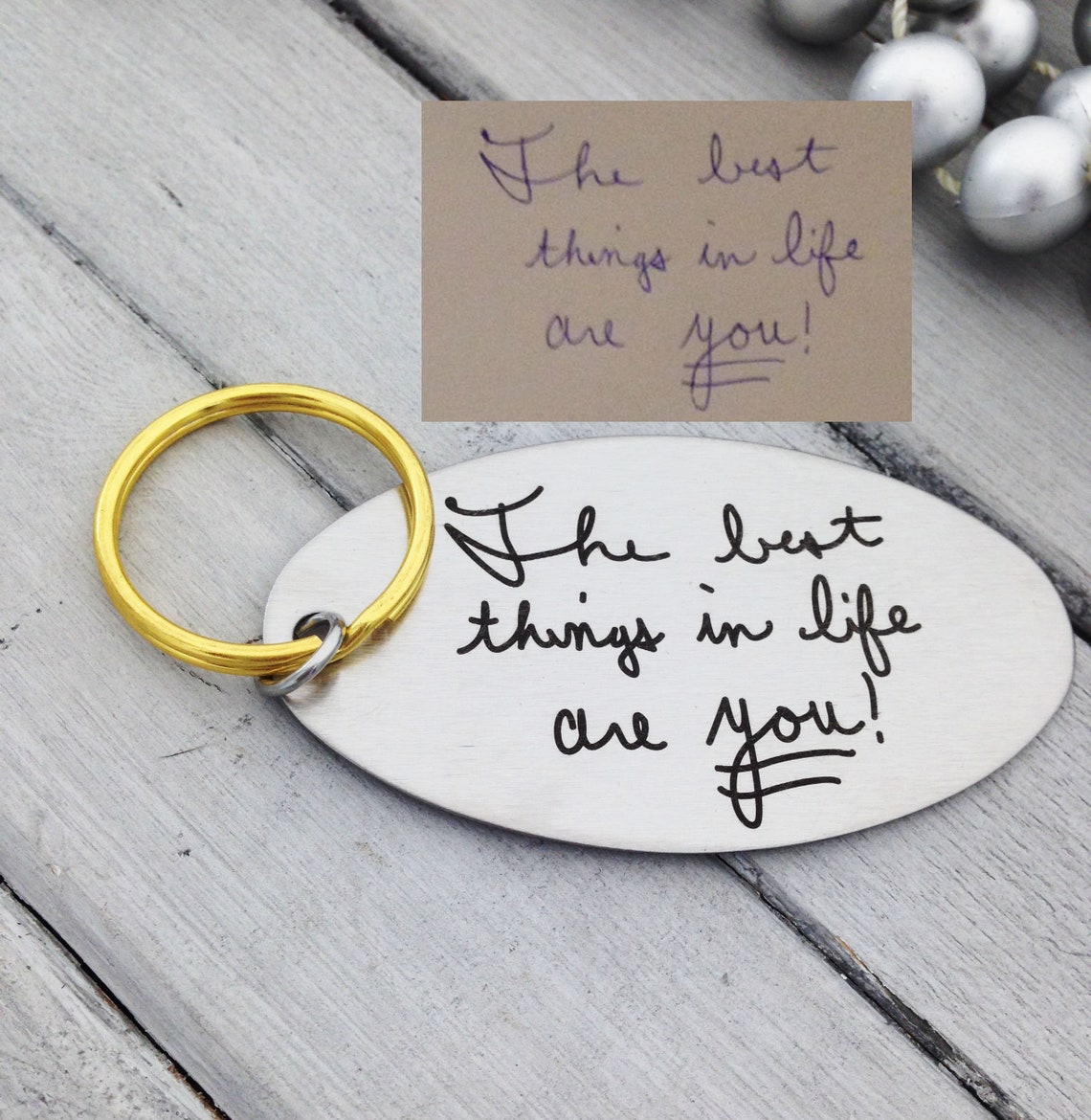 I'm Keeping You! Handwritten Key Chain, Brass Ring - Actual Handwriting ...