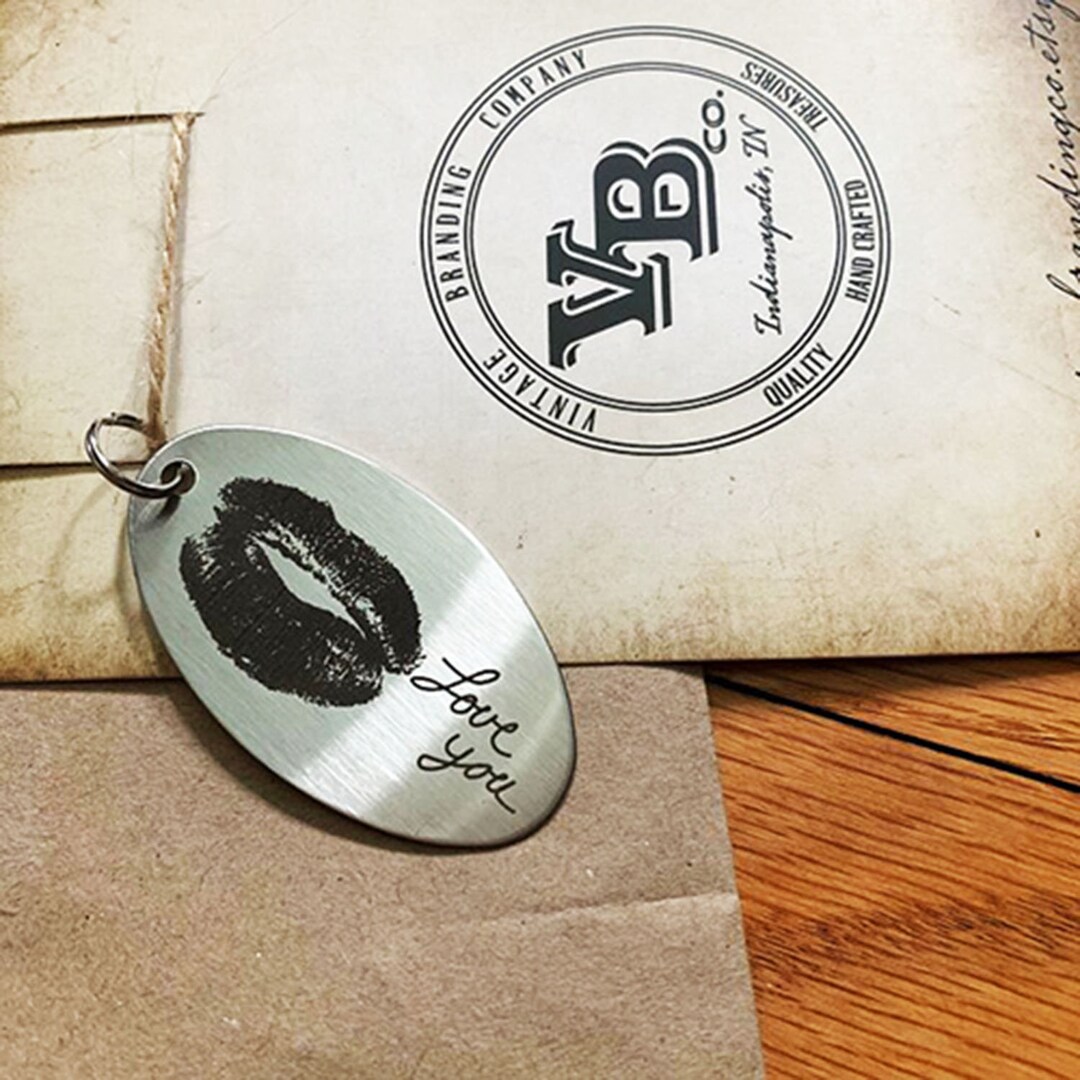 Your Actual Lips Imprint, Handwritten Steel Key Chain- or Font ...