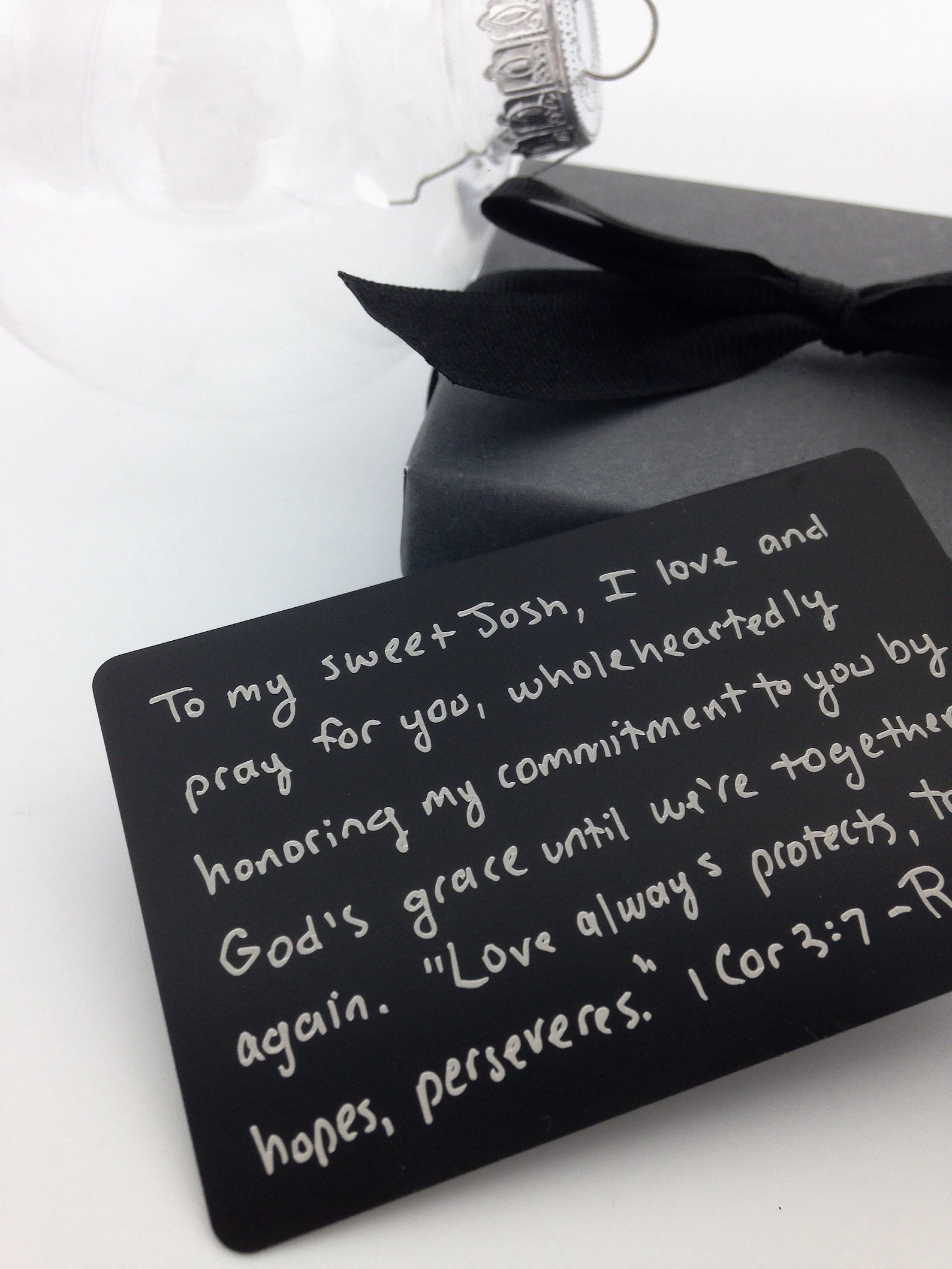 Your Handwritten Wallet Card, Engraved Anodized Black Metal Wallet ...
