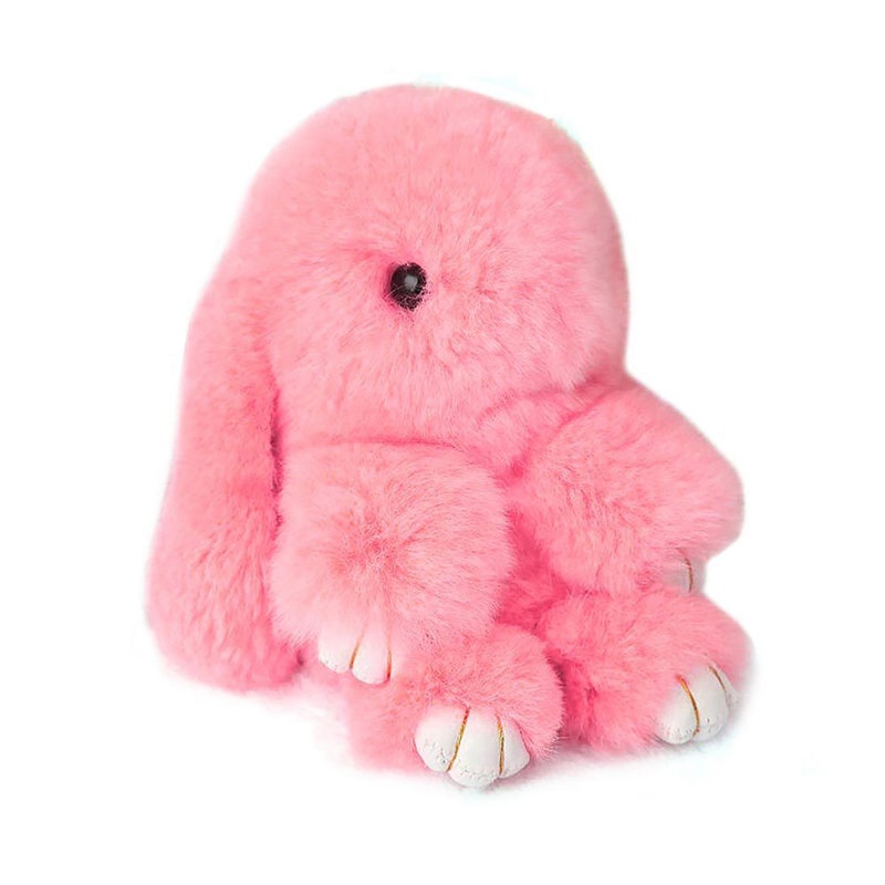 Fluffy Bunny Keychain - Etsy