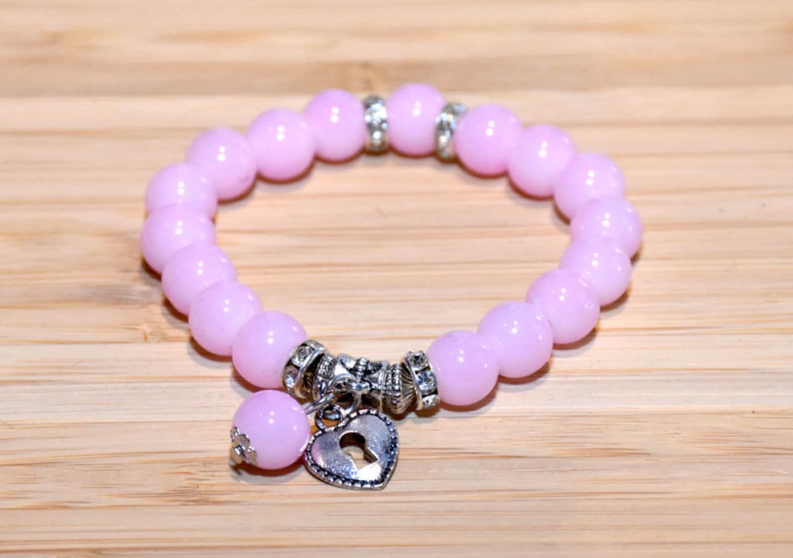 Pink Charm Bracelet Pink Bracelet Pink Beaded Bracelet Pink | Etsy
