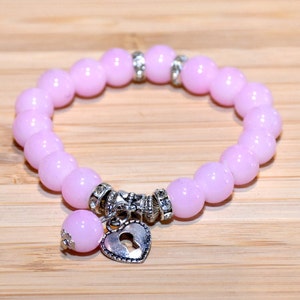 Pink Charm Bracelet, Pink Bracelet, Pink Beaded Bracelet, Pink Bead ...