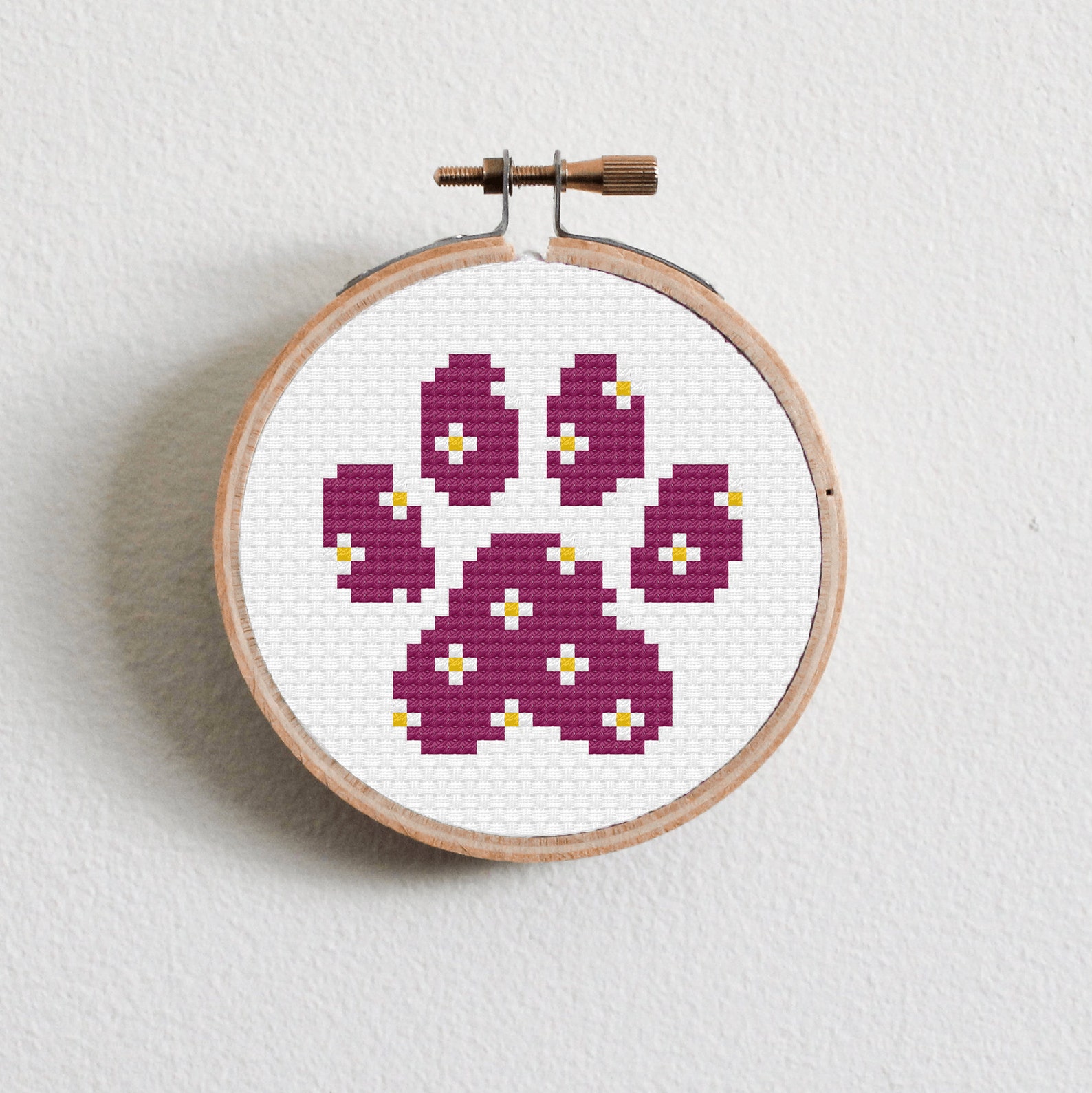 Plum Paw Print Cross Stitch Pattern - Etsy