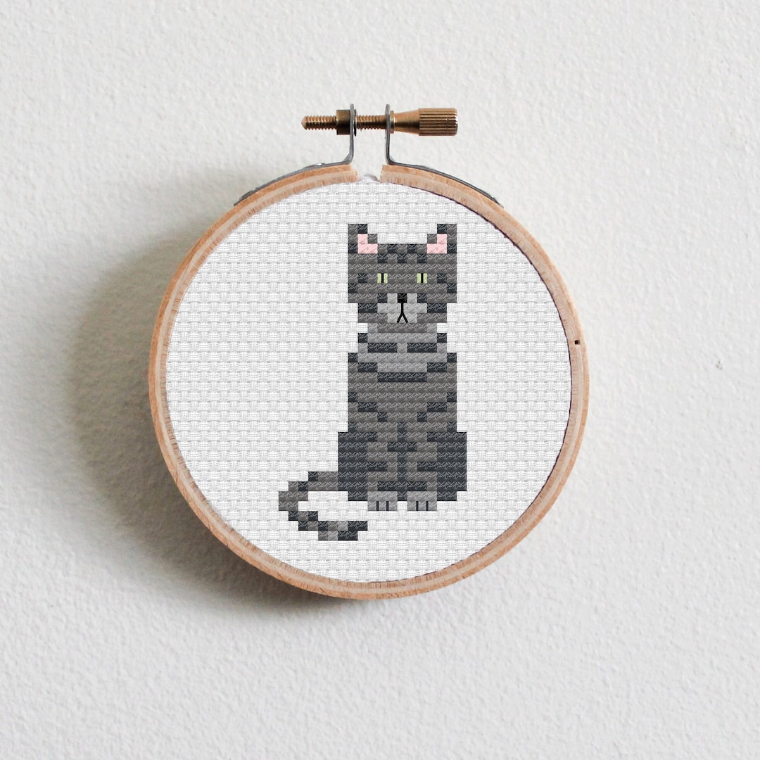 Dark Tabby Cat Cross Stitch Pattern - Etsy