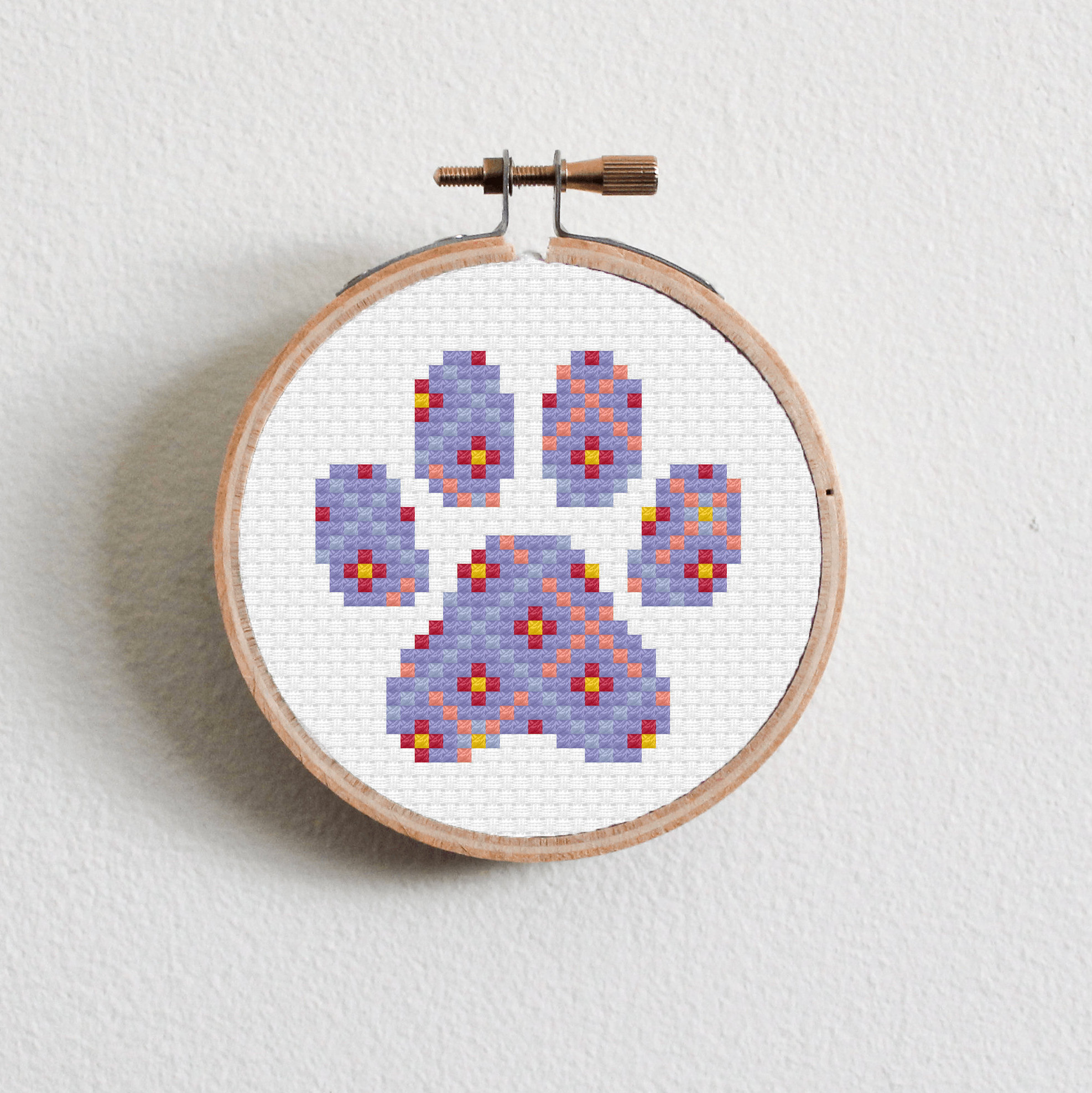 Patterned Paw Print 3 Cross Stitch Pattern | Etsy