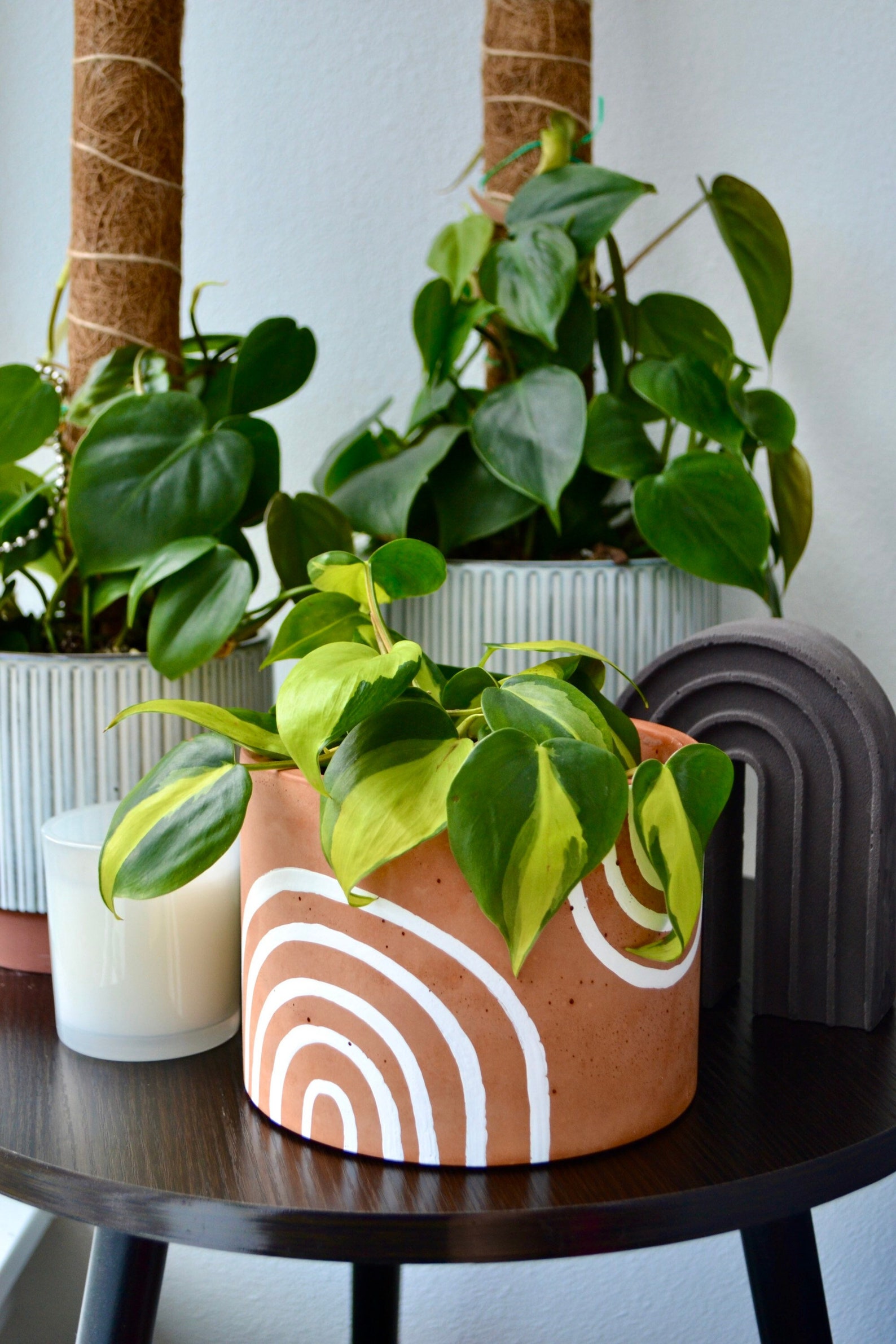 Handpainted Abstract Rainbow Planter: Boho Decor With Drainage - Etsy