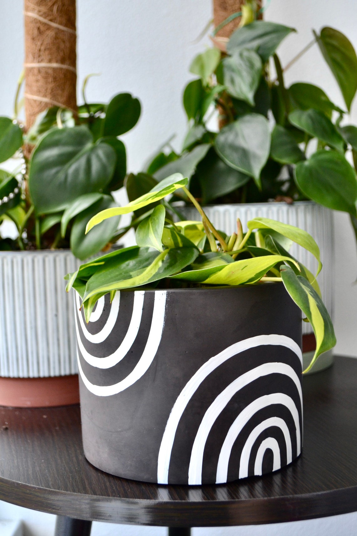 Handpainted Abstract Rainbow Planter: Boho Decor With Drainage - Etsy