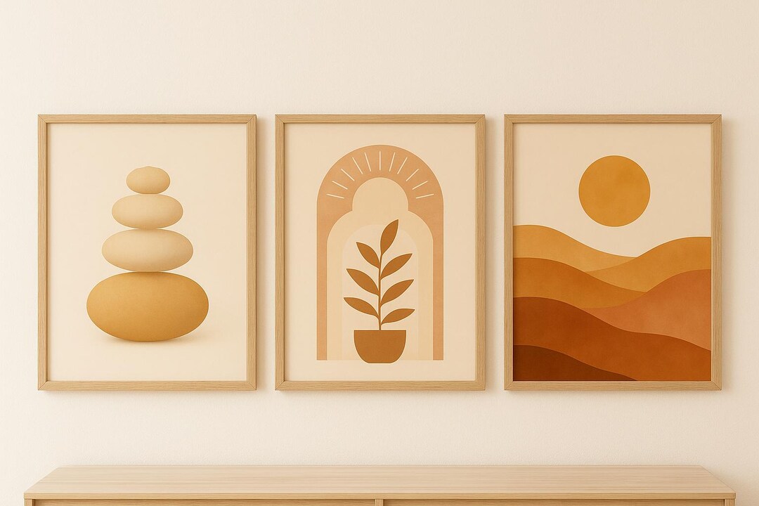 Boho Nature Printable Wall Art Set | Earthy Neutral Tones (instant ...