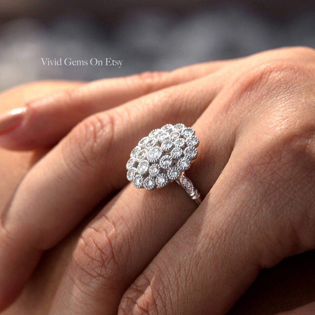 Flower Bomb Ring in 14k White Gold With 30 Round Natural Brilliant ...