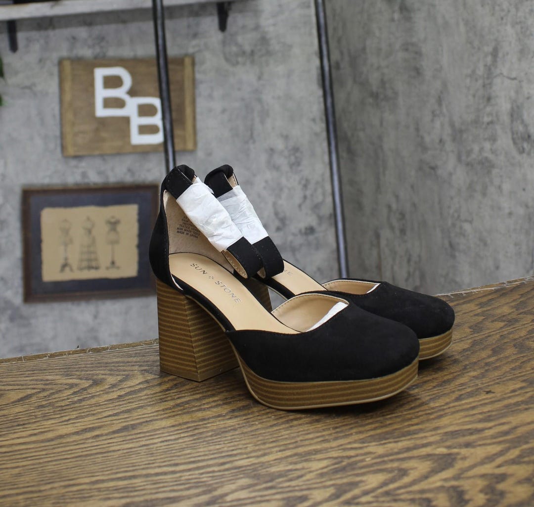 Nwt Sun + Stone Leoniee Dress Sandals Black Microsuede 5.5m - Etsy