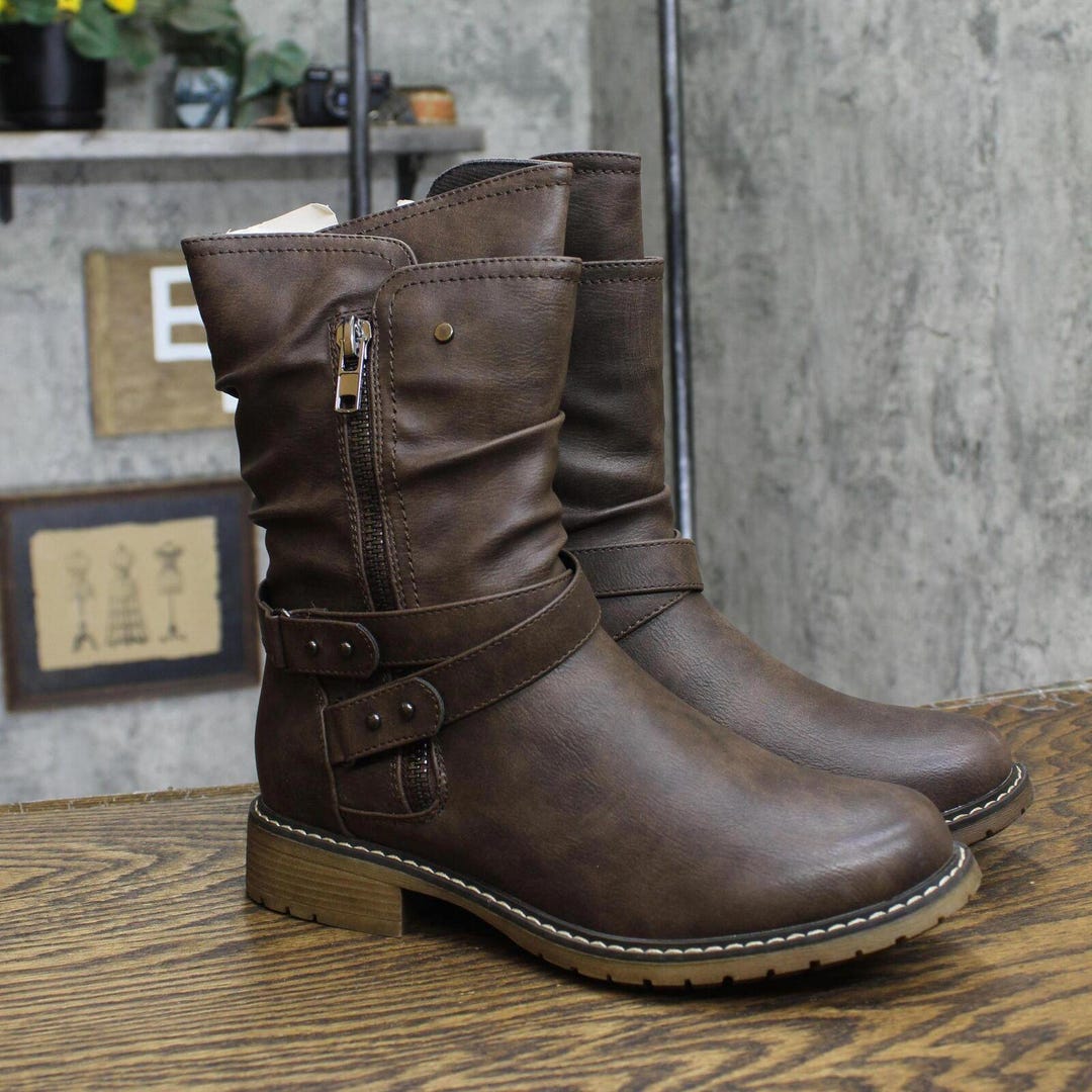 NEW G.c. Shoes Brandy Biker Fashion Boots BRANDY Brown 9M - Etsy