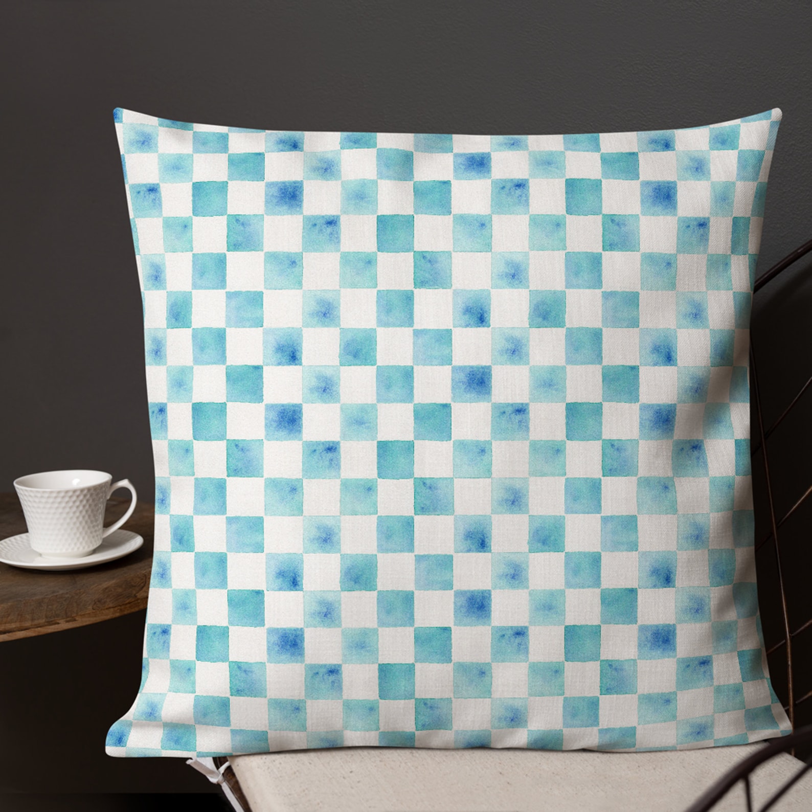 Checkerboard Throw Pillows: Pillow With Hand-painted Watercolor ...
