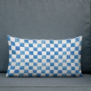 Checkerboard Throw Pillows: Pillow With Hand-painted Watercolor ...