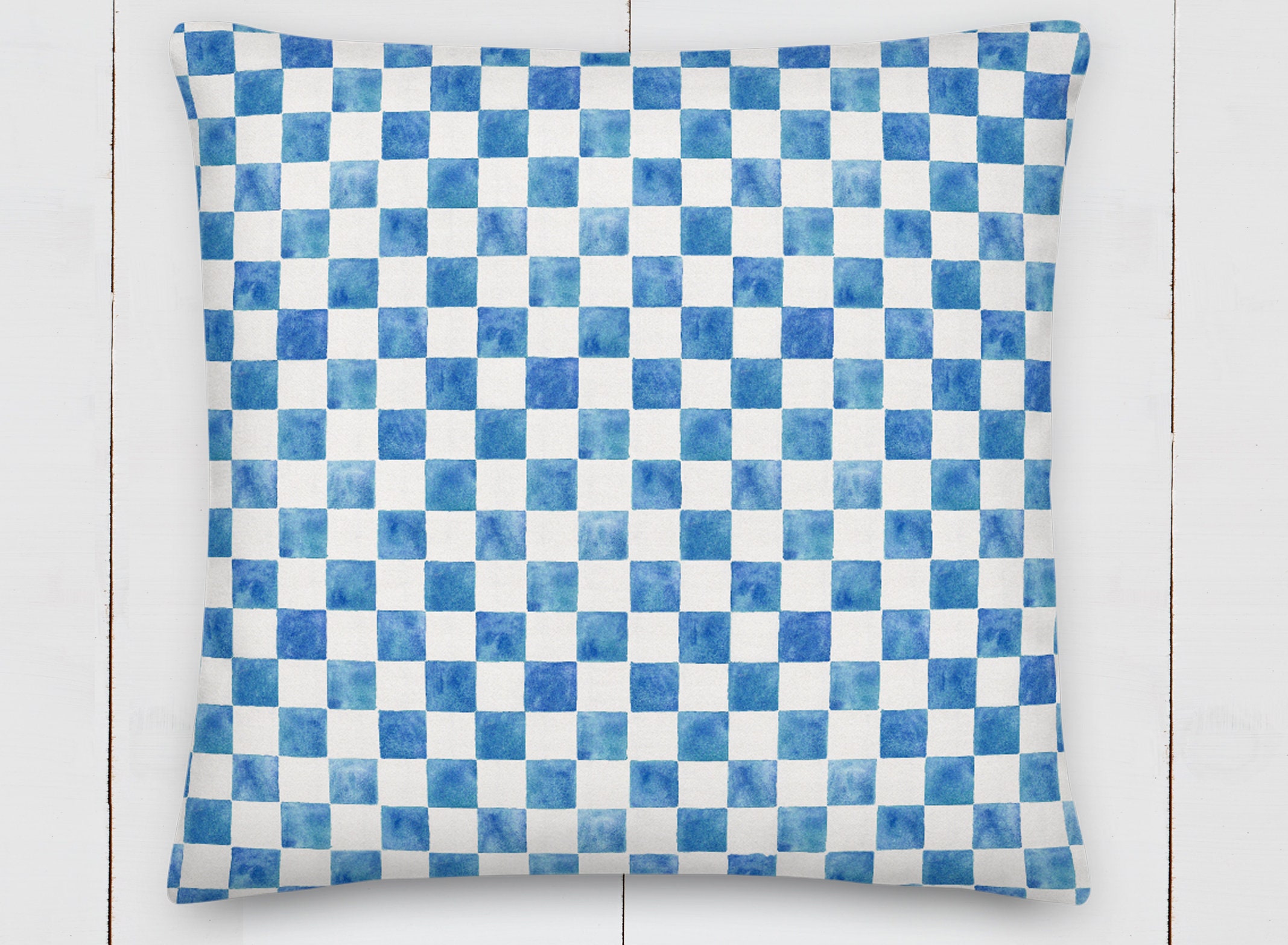 Checkerboard Throw Pillows: Pillow With Hand-painted Watercolor ...
