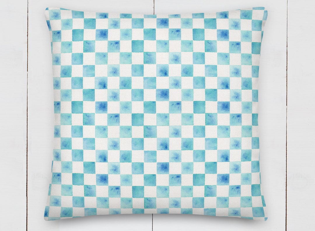 Checkerboard Throw Pillows: Pillow With Hand-painted Watercolor ...