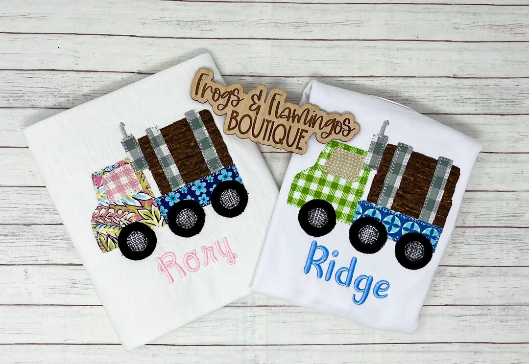 Log Truck Shirt Custom Embroidered Applique Boys Clothing Personalized ...