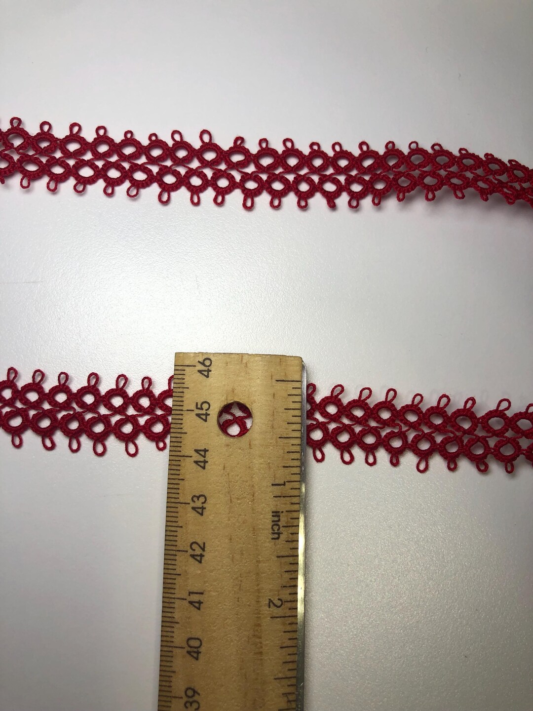 4 Yards Red Handmade Tatted Lace Trim, Edging, Insertion. - Etsy