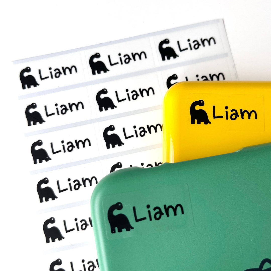 Clear Name Labels for Kids | Waterproof Name Stickers | Dinosaur Name ...