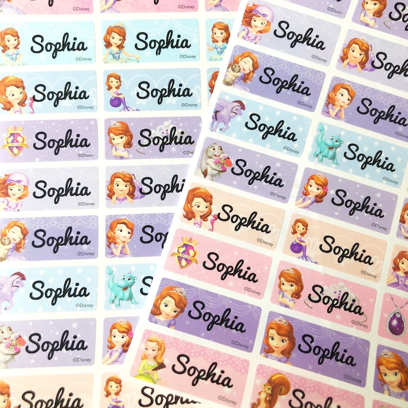 Princess Sofia Name Labels Waterproof Dishwasher Safe Stickers for ...