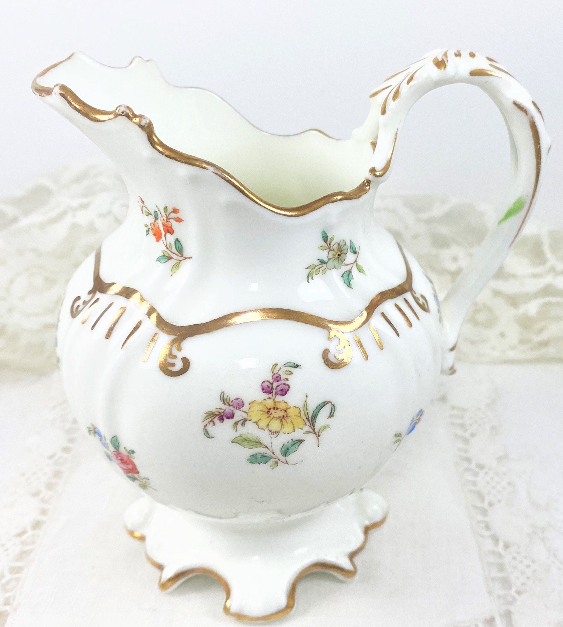 Vintage Creamer Small Pitcher Floral Embossed Gold Gilt - Etsy