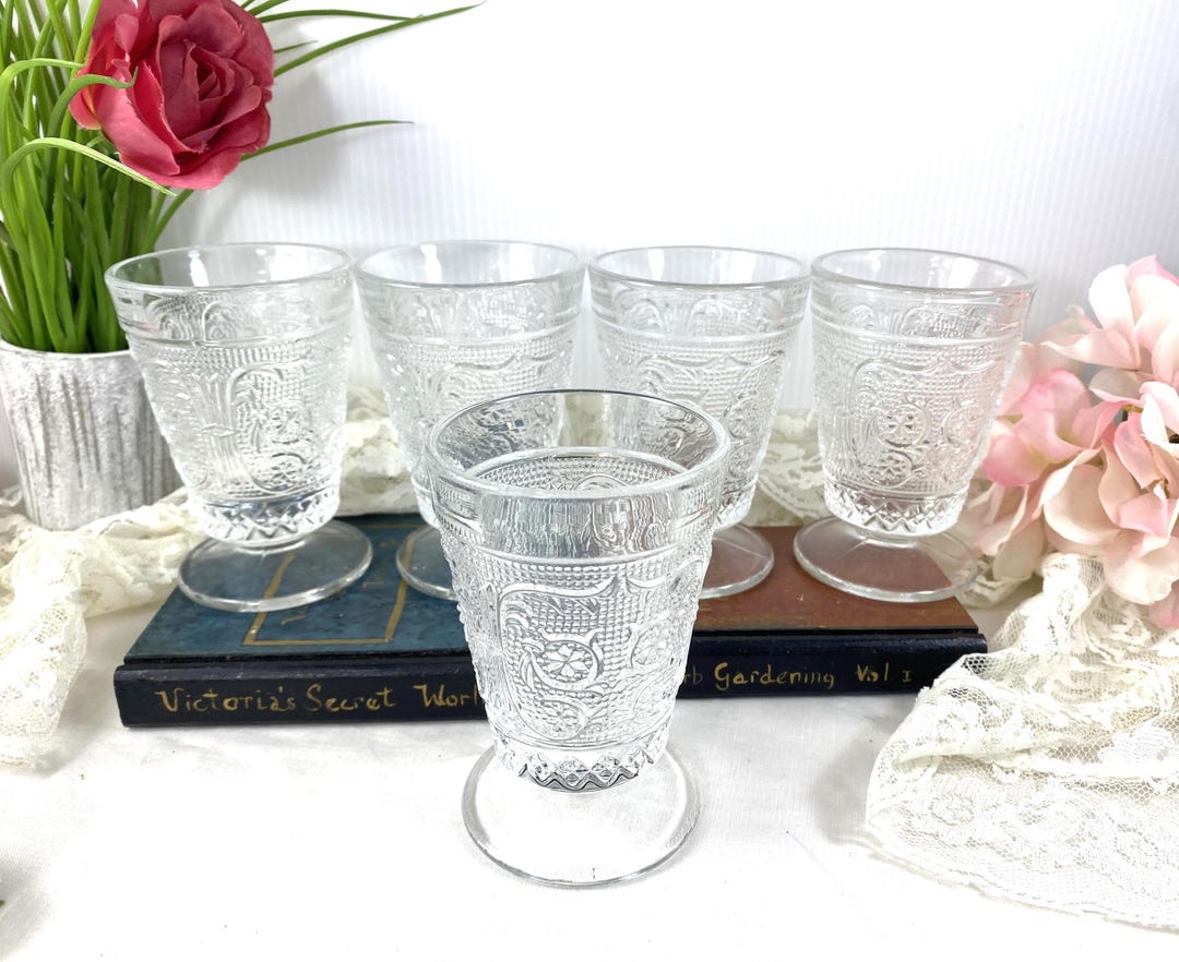 Vintage Duncan & Miller Sandwich Pressed Glass Water, Juice, Wine ...