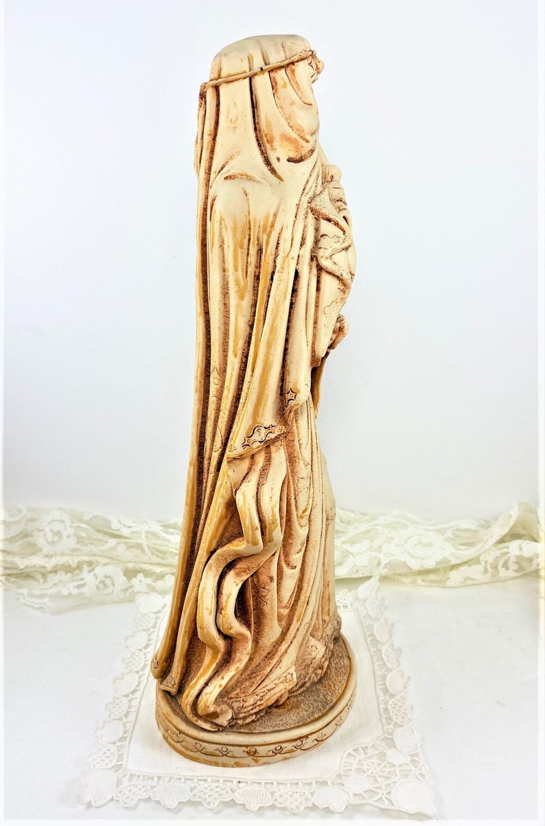 Vintage Chalkware Statue Woman in Flowing Robe and Veil | Etsy