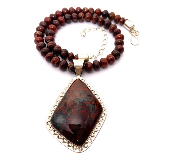 Jay King Jasper 925 Sterling Silver Necklace Pendant… - Gem