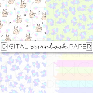 Watercolor Fox Digital Scrapbook Paper: Pastel Doodles (printable) - Etsy