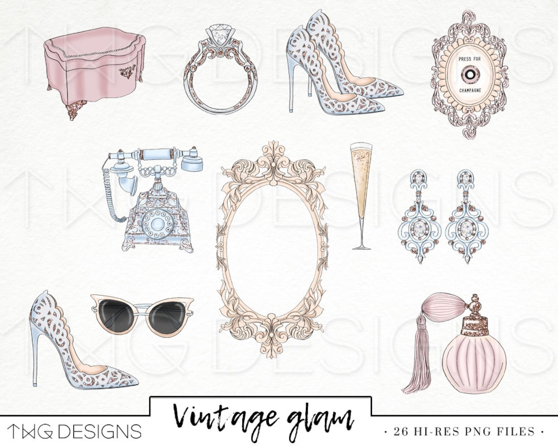 Glam Beauty Fashion Girl Clip Art Watercolor Clipart PNG - Etsy