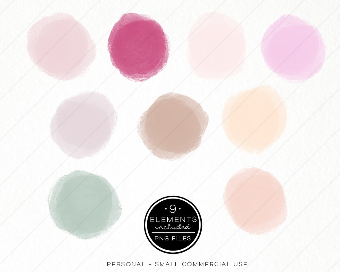 Paint Brush Strokes Clip Art Clipart Pink Peach Sage Lavender - Etsy