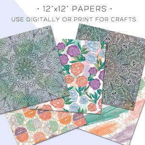 Colorful Mandala Print Abstract Pattern Digital Scrapbook Paper ...