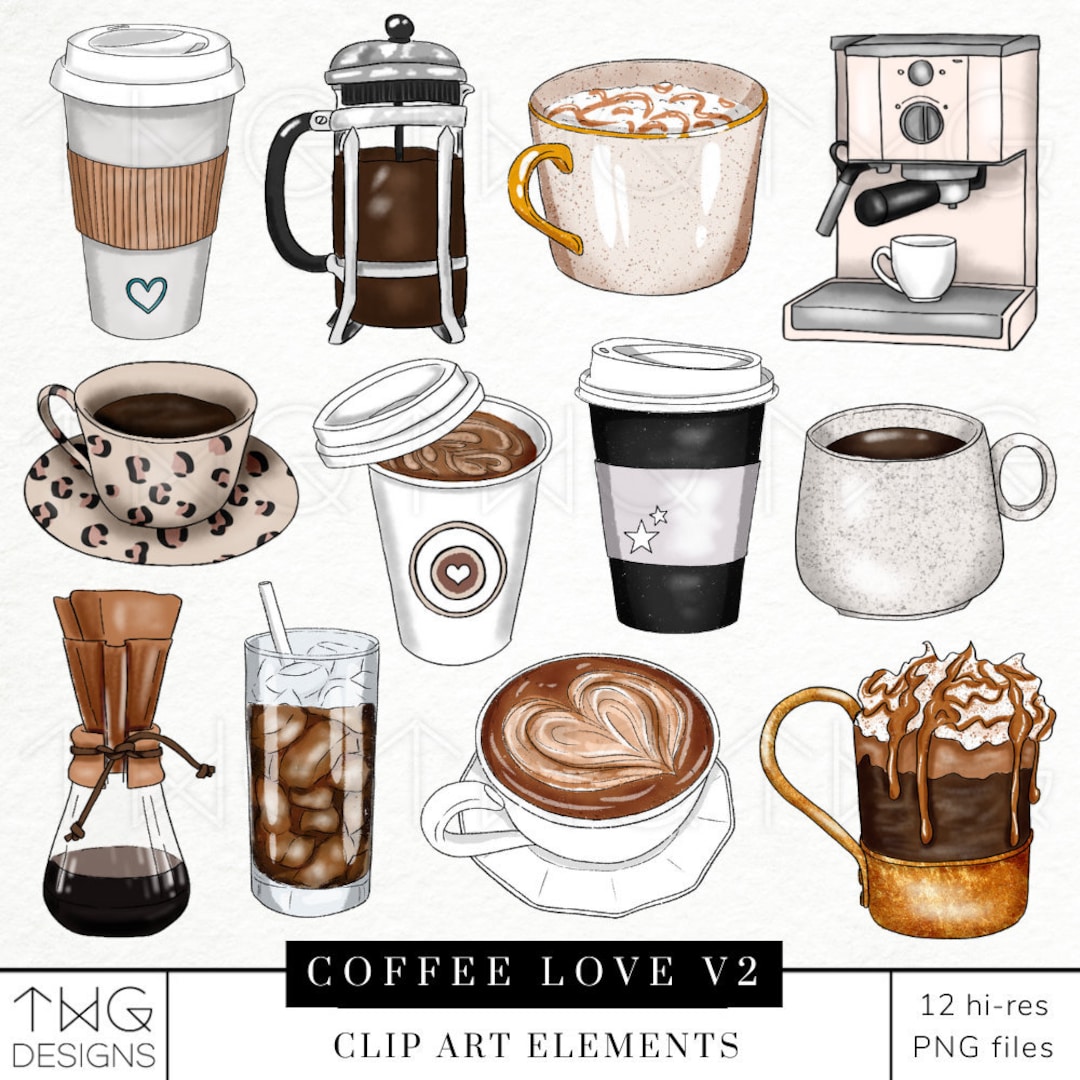 Coffee Fashion Illustration Clip Art Watercolor Clipart Icons Cafe Mug ...