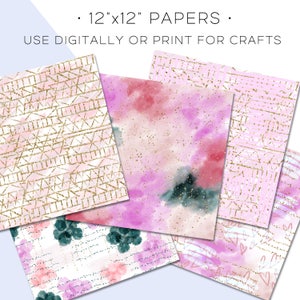 Pastel Pink Gold Abstract Painterly Print Digital Scrapbook Paper ...