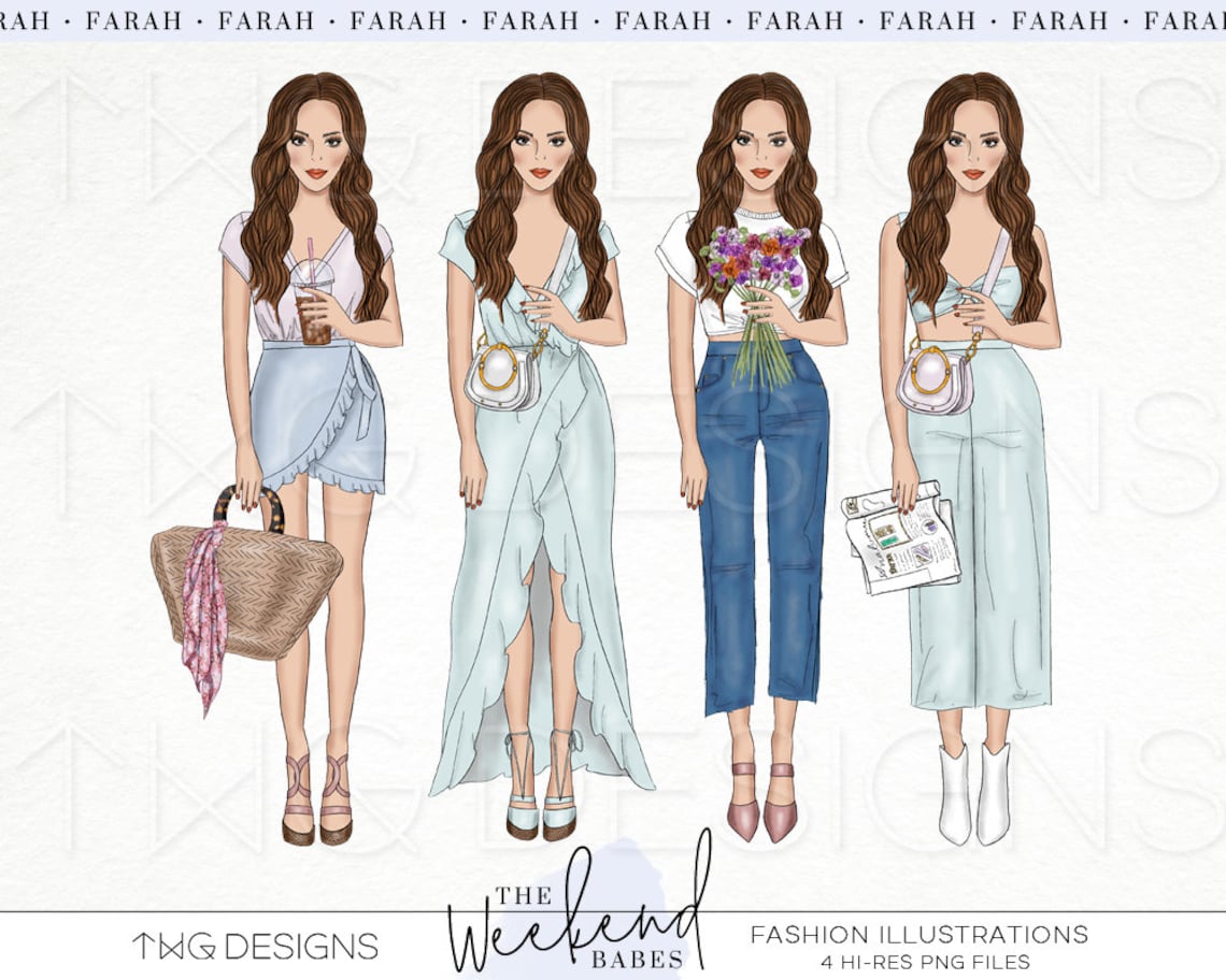 Fashion Illustration Clip Art Watercolor Clipart PNG Outfit - Etsy