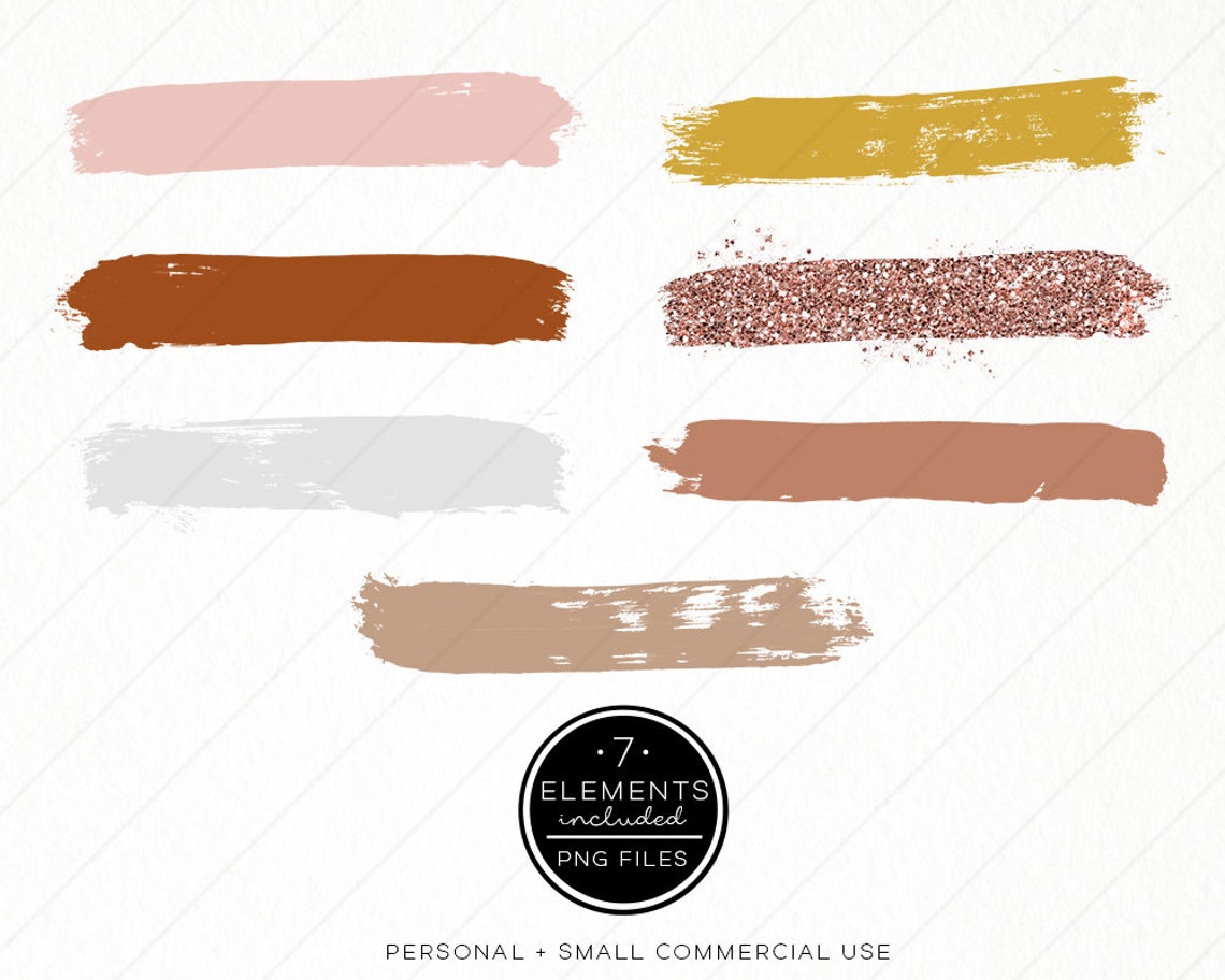 Paint Brush Stroke Clip Art Clipart Neutral Rust Rose Gold - Etsy