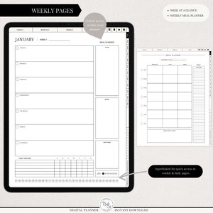Undated Digital Planner, Hyperlinked Monthly, Weekly, and Daily Planner ...